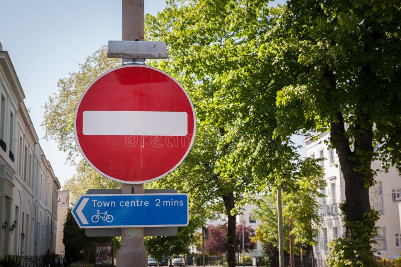 Red No Entry Sign stock photo. Image of direction, round - 40906950