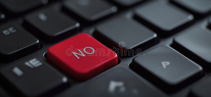 Red NO Key on Keyboard Symbolizing Rejection or Dismissal, Close-Up ...