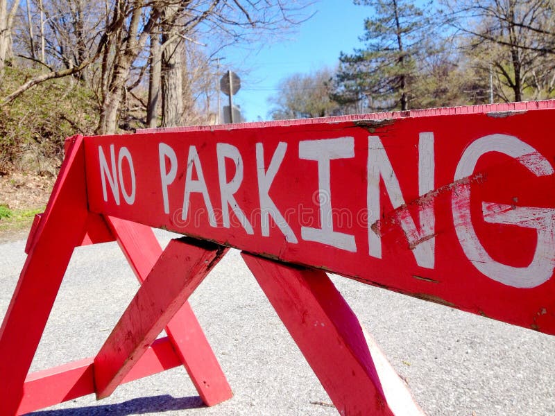 Red No Parking Sign Blocks a Road Stock Image - Image of sign, park ...