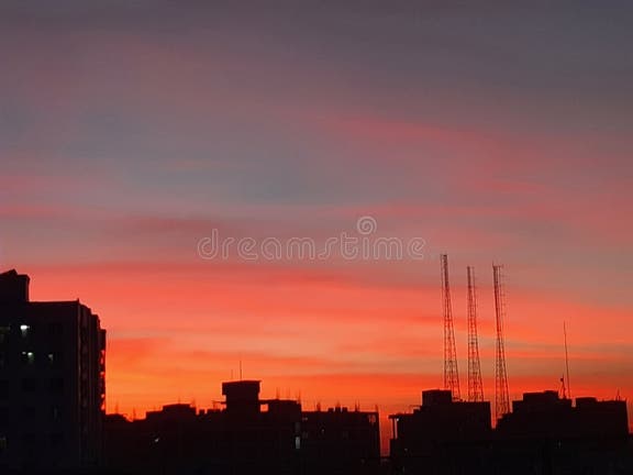 Red noon stock image. Image of noon, color, rooftop - 341619609