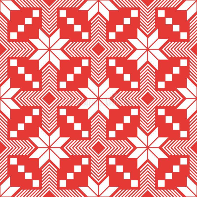 Red Nordic Vector Seamless Pattern Stock Illustration - Illustration of ...