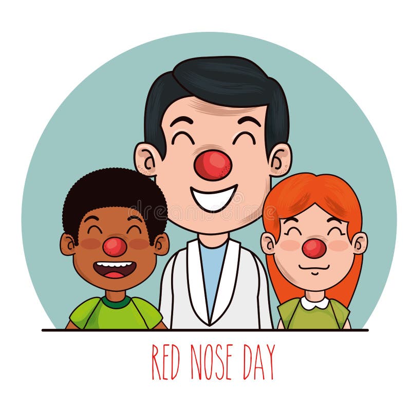 Red Nose Day People with Red Nose Stock Vector - Illustration of humor ...