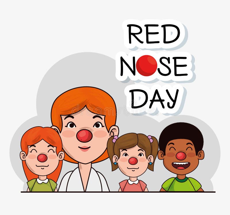 Red Nose Day People with Red Nose Stock Vector - Illustration of ...