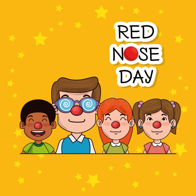 Red Nose Day People with Red Nose Stock Vector - Illustration of ...
