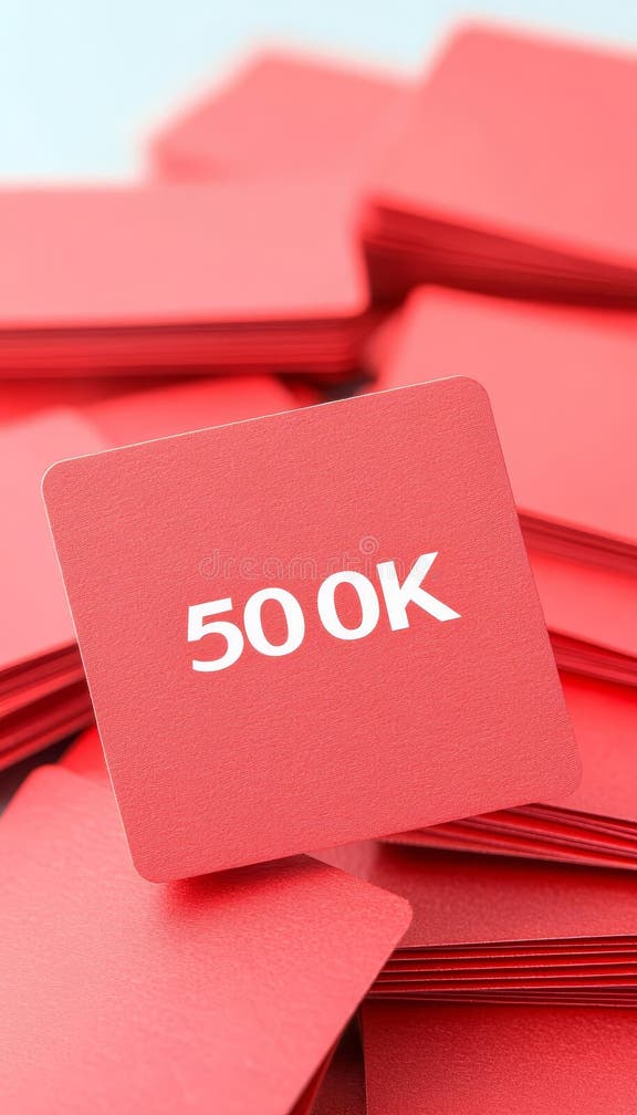 Red Note Cards with 500K Text Over Stack of Similar Looking Notes ...