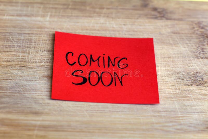 Red Note Paper With Coming Soon Message Stock Photo - Image of bulletin ...