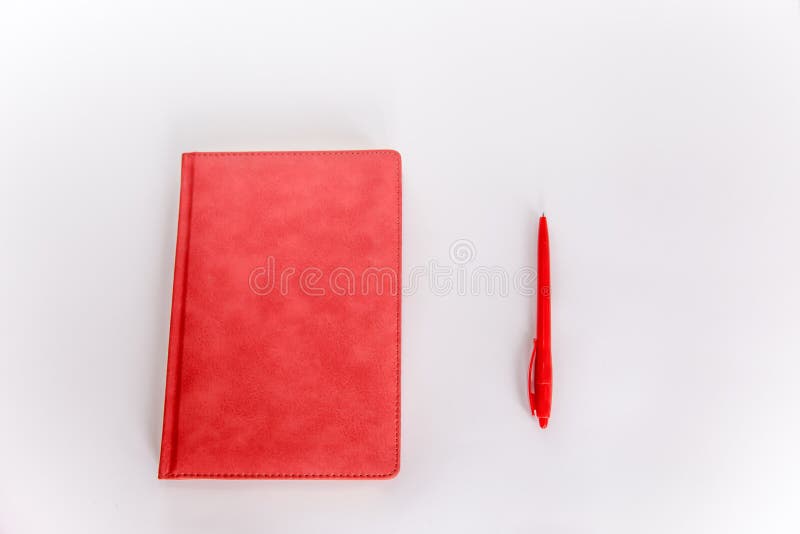 Red Leather daily Planner Isolated on White Background Stock Image ...