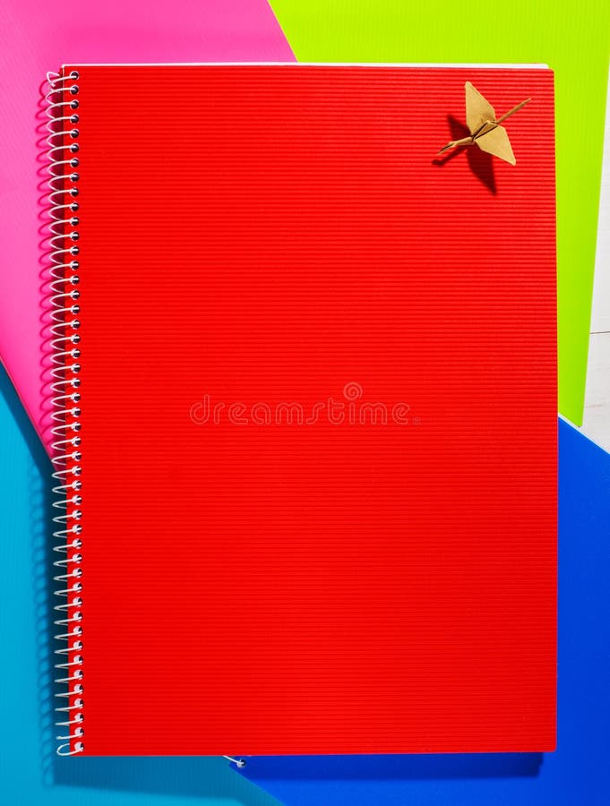 Back To School. the Red Notebook is on Colored Paper Stock Image ...