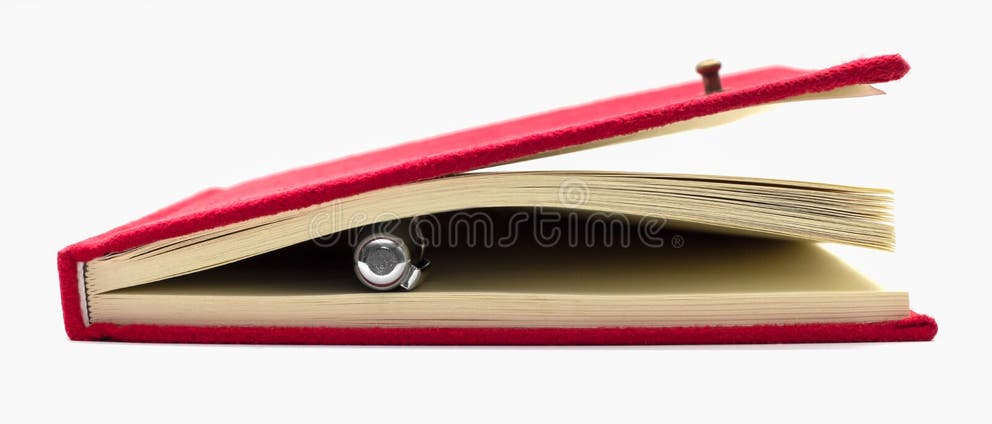Red notebook and pen stock image. Image of agenda, close - 41696133