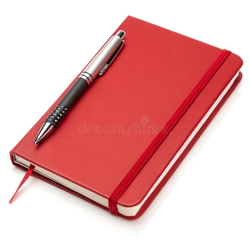 Red Notebook with Pen stock illustration. Illustration of business ...