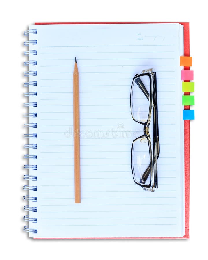 Note And Pencil On Red Notebook Stock Image - Image of business ...