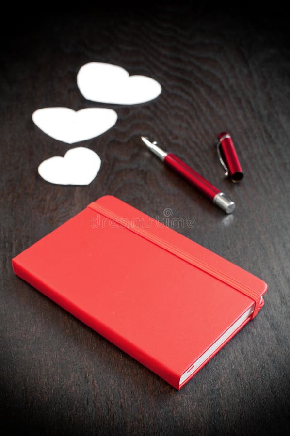 Red Notebook with Romantic Diary Stock Photo - Image of open, message ...