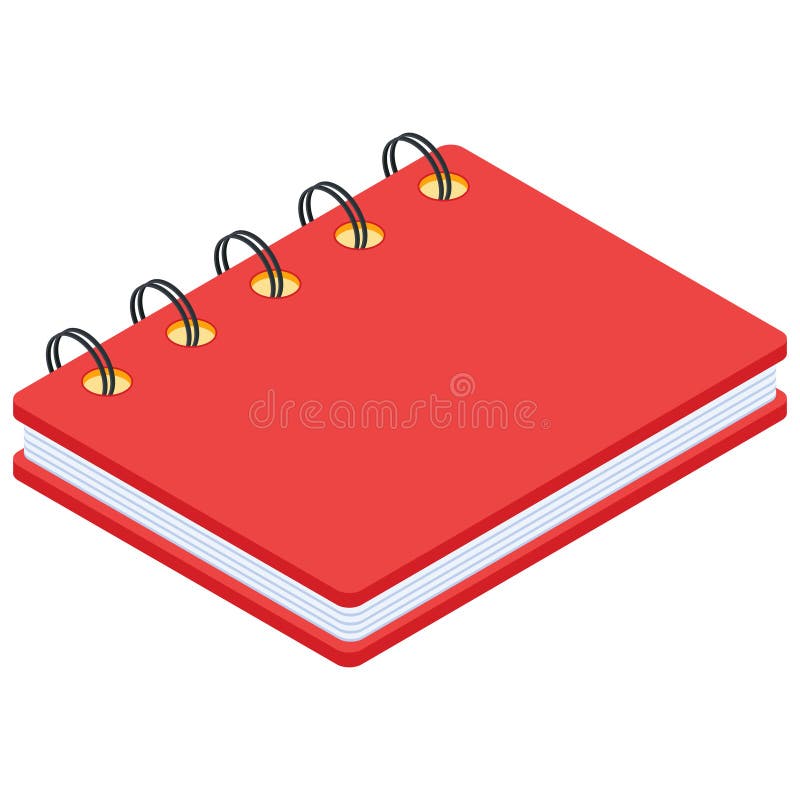 Isometric Red Spiral Notebook Stock Illustration - Illustration of ...
