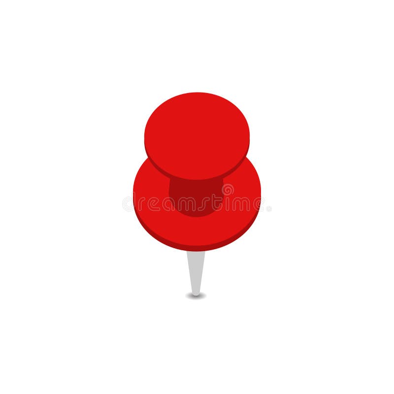 Red Notepaper Pin Ilustration. Push Pin Isolated on the White ...