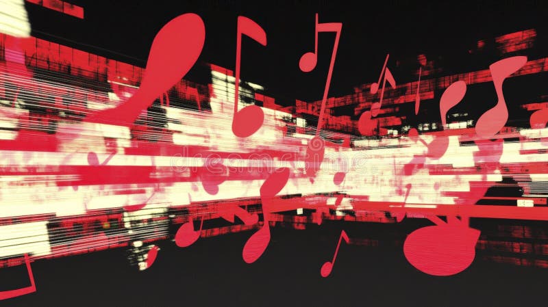 Red Notes Stretch Across Dynamic Dark Themed Artwork Stock Illustration ...