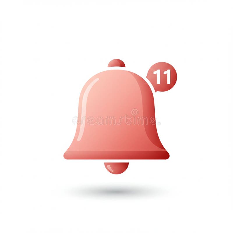 Red Notification Bell Icon with a Glossy, Three-dimensional Appearance ...