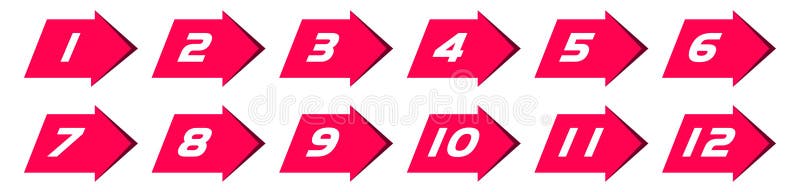 Red Number Bullet Point 1 To 12 Vector Set Stock Illustration ...