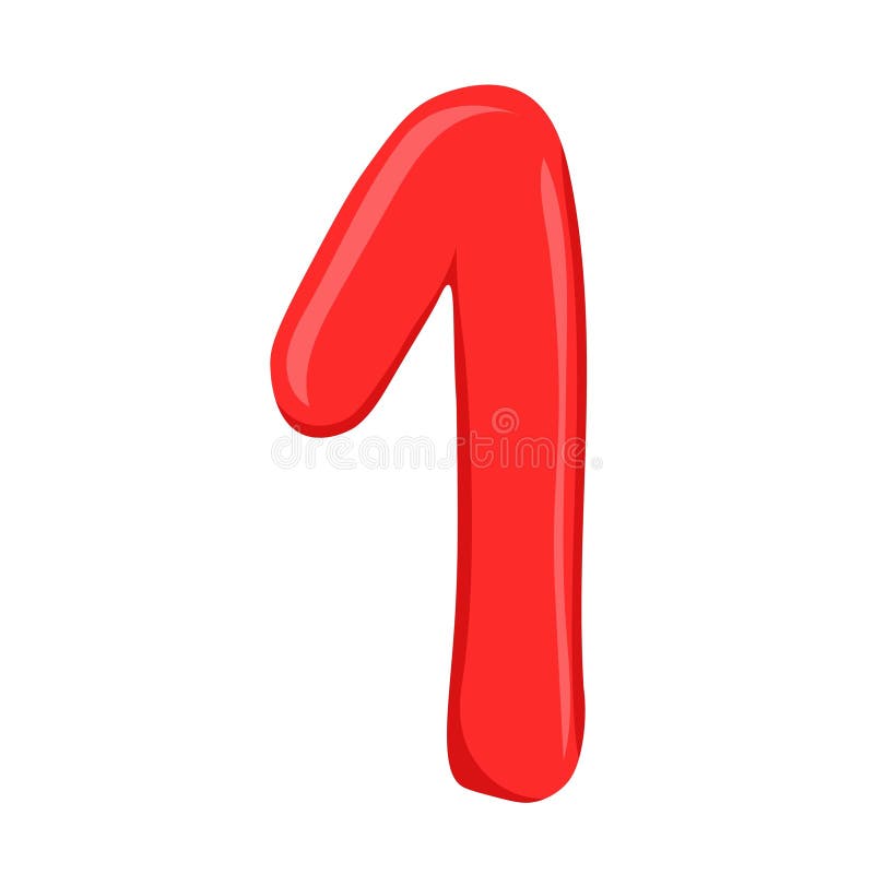 Red Number 1 in Cartoon Style, Color Number 1 in Balloons, Fun Math ...