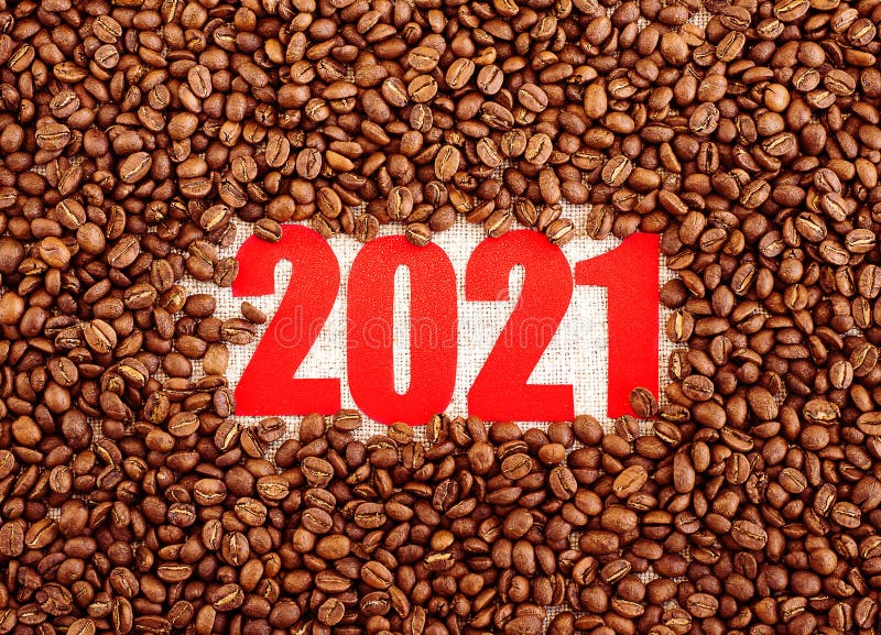 Red Number 2021 in Coffee Beans. the Concept of a New Year Stock Photo ...