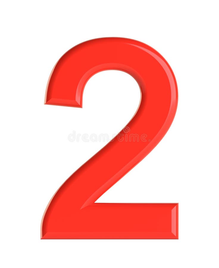 Number 2 3d red on white stock illustration. Illustration of rendering ...