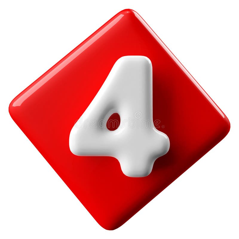 Red 3D Number 4 stock illustration. Illustration of digital - 324993303