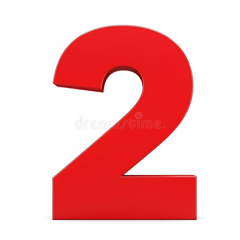 Red Number 2, 3D Rendering, White Background Stock Illustration ...