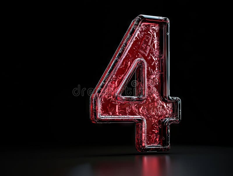 A Red Number Four on a Black Background Stock Illustration ...