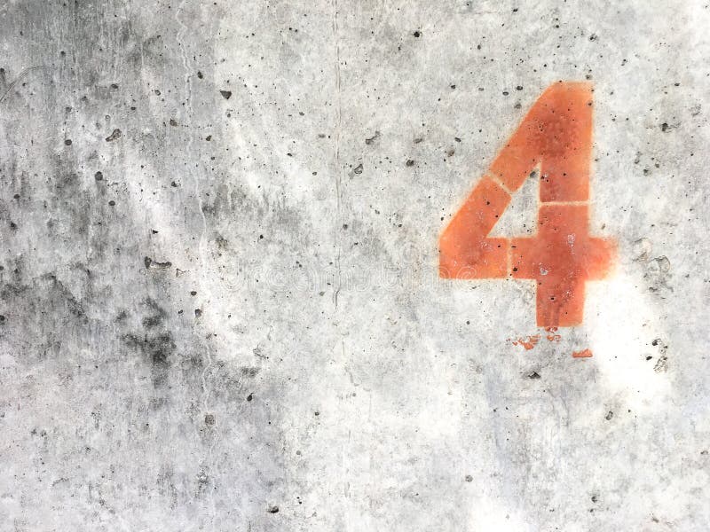 Red Number Four on Dld Dirt Stains Concrete Wall Texture Background and ...