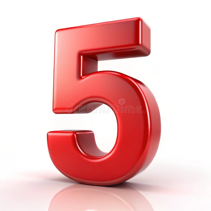 Red number 5 stock image. Image of digit, symbol, graphic - 363484265