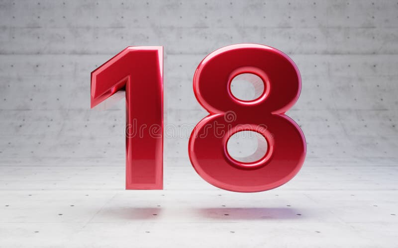 Red Number 11. Metallic Red Color Digit Isolated on Concrete Background ...