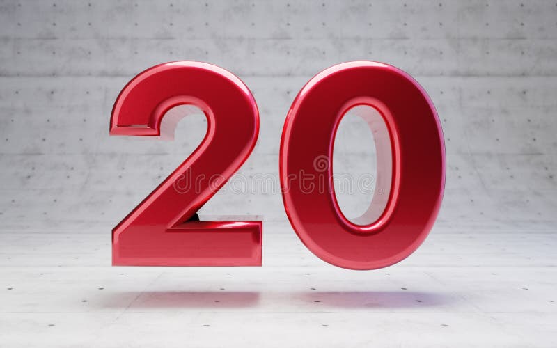 Red Number 16. Metallic Red Color Digit Isolated on Concrete Background ...