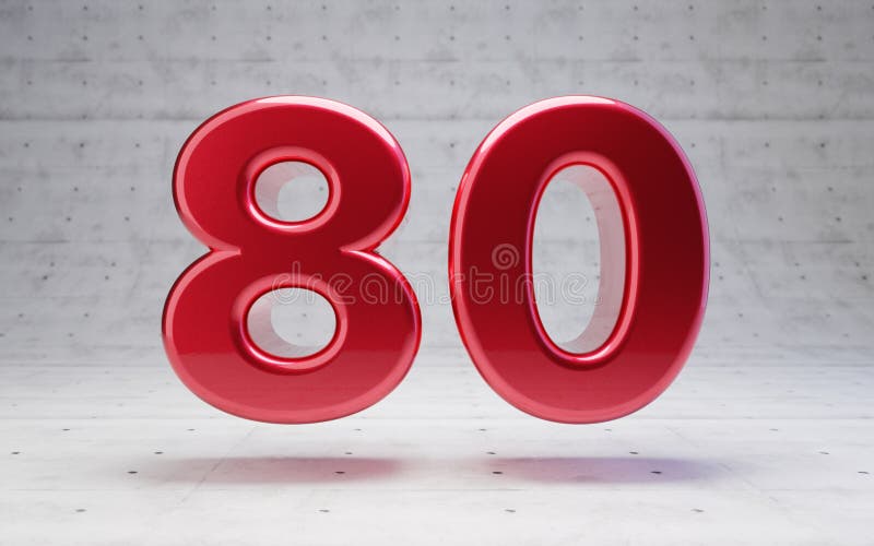 Red 80 number stock vector. Illustration of graphic, vector - 3409609