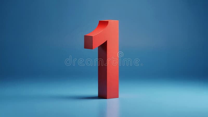 Red Number One in a 3d Render on a Gradient Blue Background for ...