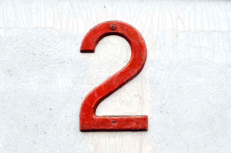 Red Number 2 Over Weathered White Background Stock Photo - Image of ...