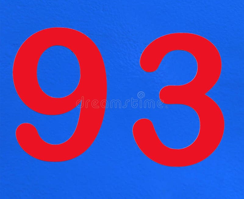 A Red Number Plaque, Showing the Number Ninety-three, 93 Stock ...