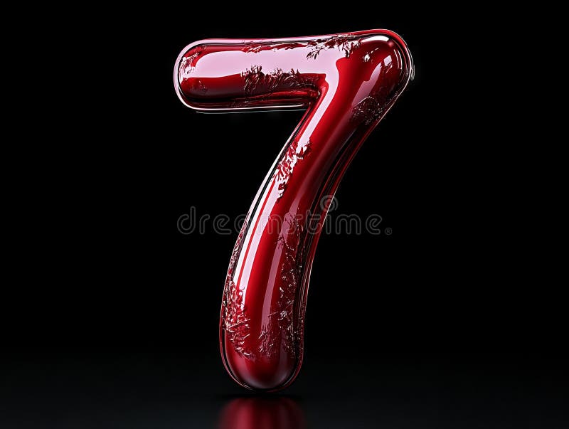 A Red Number Seven on a Black Background Stock Illustration ...