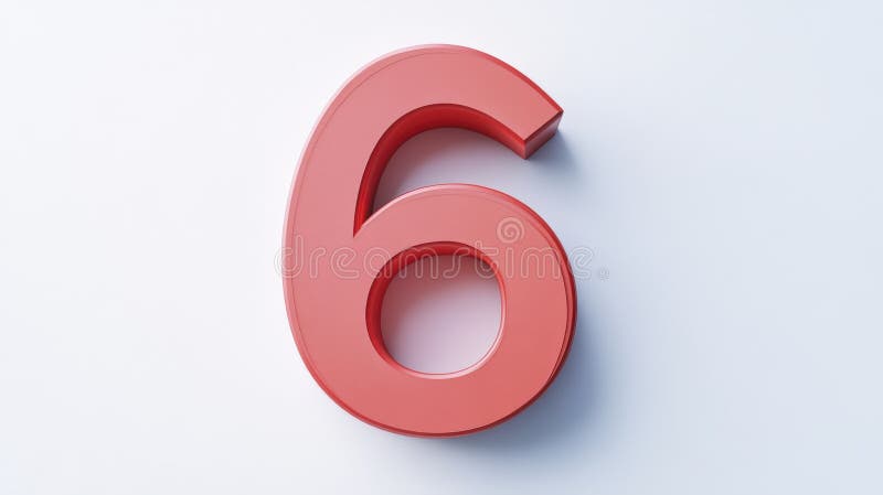 Red Number Six on Gray Background Stock Illustration - Illustration of ...