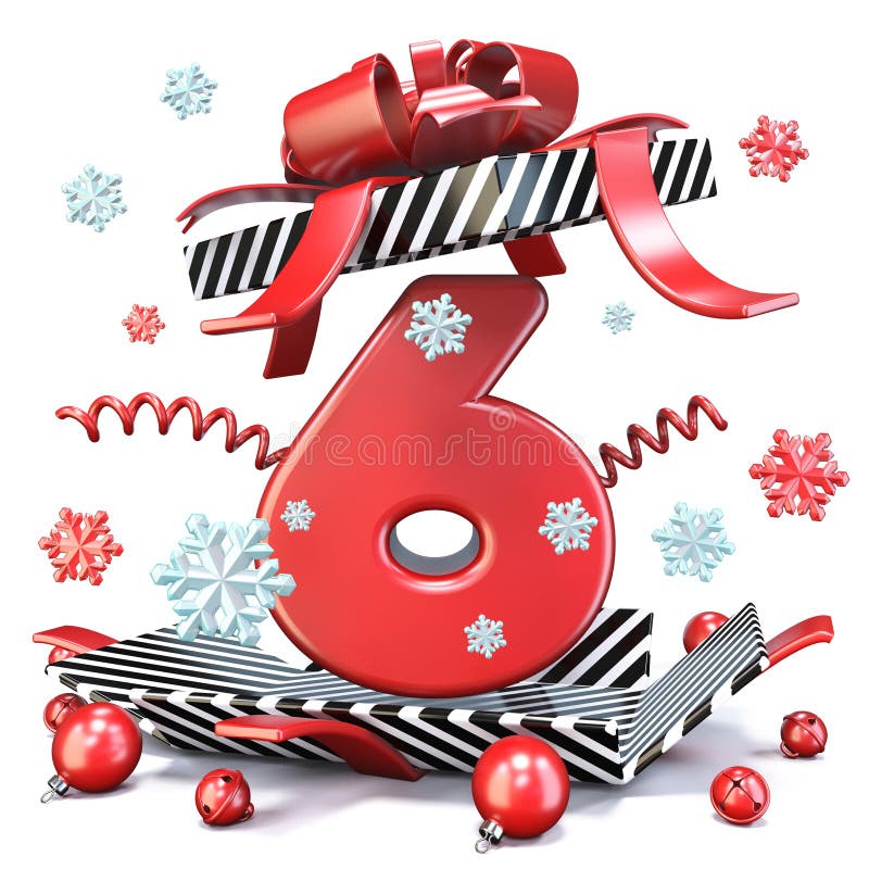 Red Number SIX 6 Inside Open Gift Box 3D Stock Illustration ...