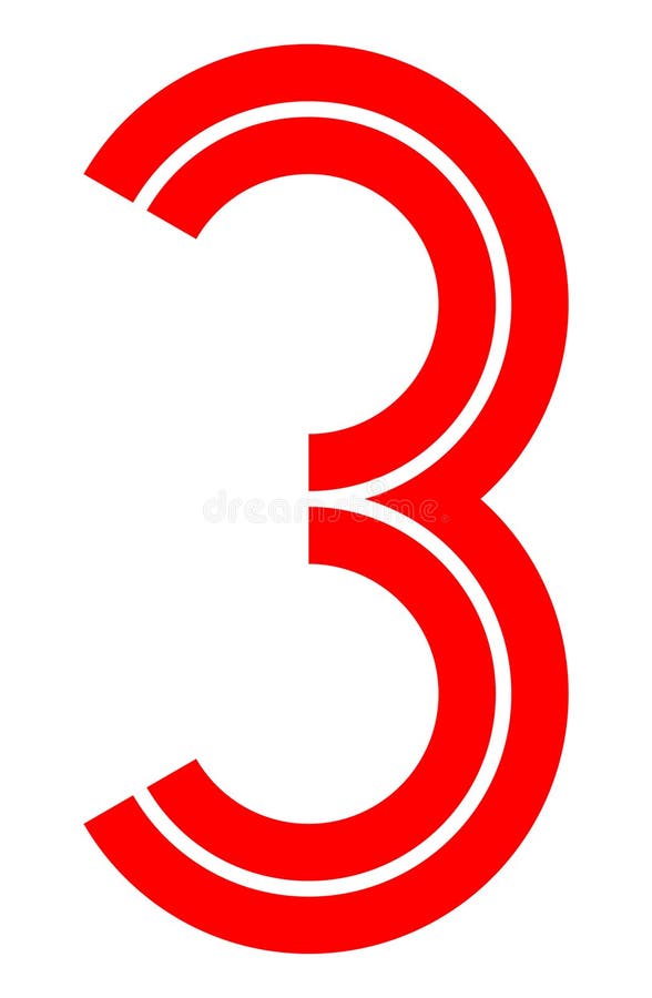 Red Number Three Over White Background Stock Vector - Illustration of ...