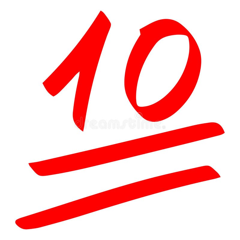 Red Number 10 with Underline, Learning Achievement Score, Hand Drawn ...
