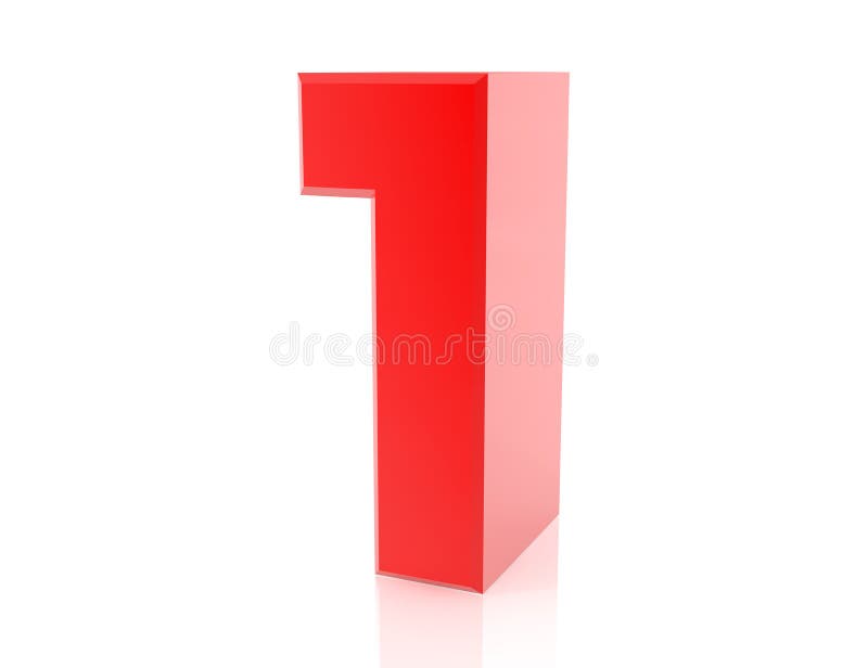 Red Number 1 on Isolated White Background 3d Rendering Stock ...