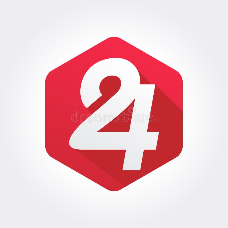 Red Number 24 on White Background Design Illustration Stock Vector ...
