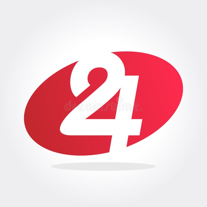 Red Number 24 on White Background Design Illustration Stock Vector ...