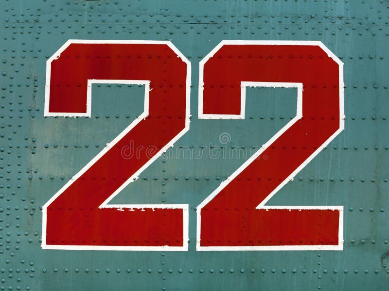 Red 22 Numbers on Aircraft Fuselage Close Up. Stock Photo - Image of ...