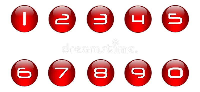 Red Numbers Icons Set [01] stock illustration. Illustration of computer ...