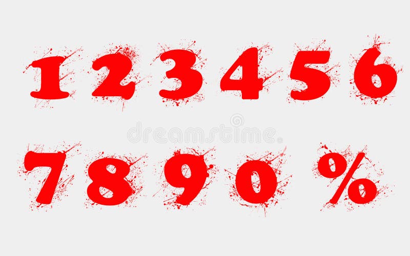 Red Numbers with a Splash of Colors Stock Illustration - Illustration ...