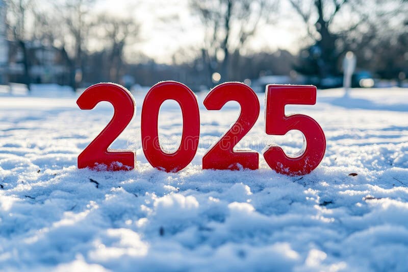 Red 2025 Numbers Standing on Snow. Stock Illustration - Illustration of ...