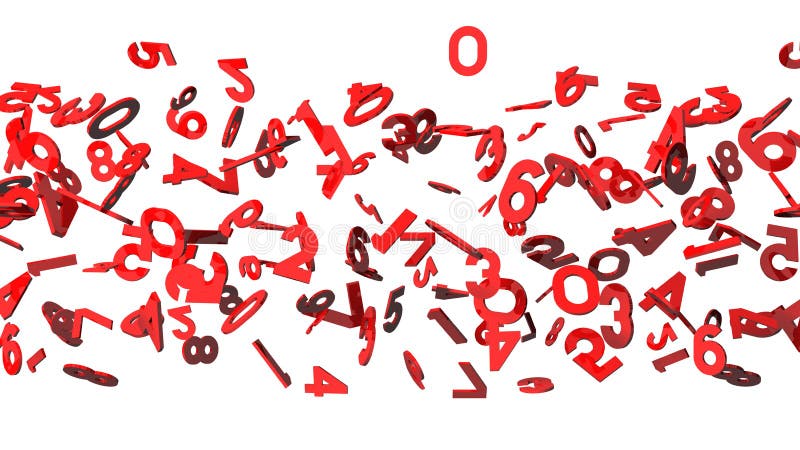 Red Numbers on White Background. Stock Illustration - Illustration of ...