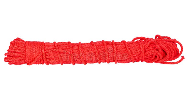 Red Nylon Rope Isolated on White Background Stock Image - Image of ...