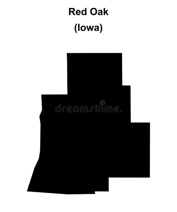 Red Oak outline map stock illustration. Illustration of vector - 387207007